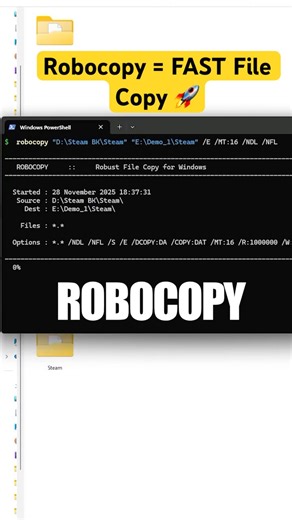 Robocopy Explained in 60 Seconds | Powerful Windows File Copy Command