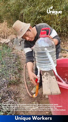 DIY Water Filter Setup: Man Uses Plastic Bottle to Purify and Transfer Water