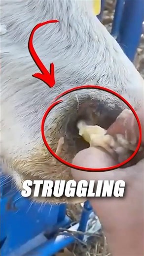 Massive Obstruction Removed from Cow's Airway #cow