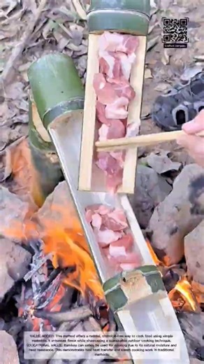 Traditional Bamboo Cooking Method Over Open Fire #craftedeveryday