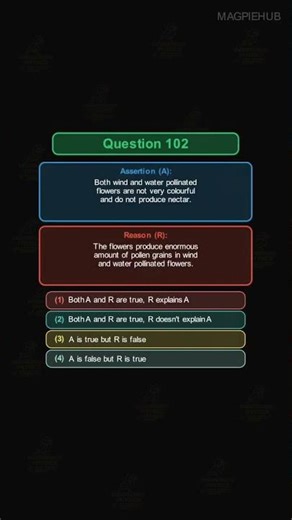 NEET 2025 Q102 Solution | Wind & Water #pollination | #pollen Production #neetaspirents #neet2026