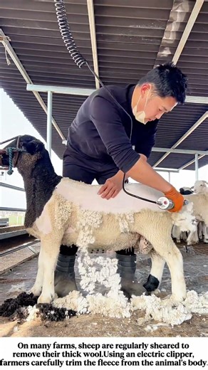 Amazing Sheep Shearing Process: Removing Thick Wool From a Farm Sheep