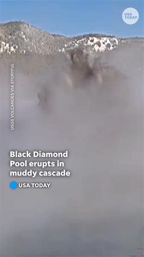 Webcam video shows a muddy eruption at the Black Diamond Pool in Yellowstone National Park. | USA TODAY