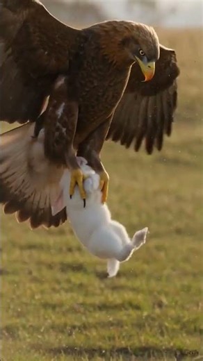 Golden Falcon Attacks Baby Rabbit 😳 | Real Wildlife Hunt in 8K #shorts