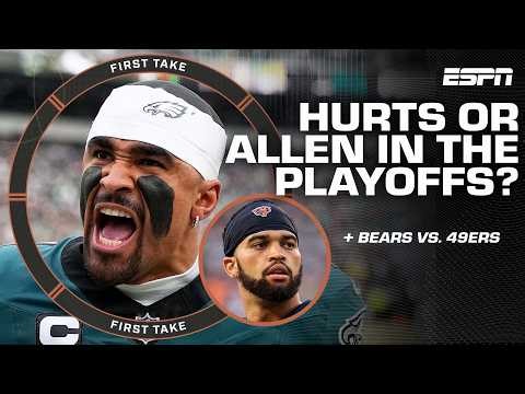 RC's taking Jalen Hurts OVER Josh Allen in the playoffs 👀 + Bears vs. 49ers preview 🏈 | First Take