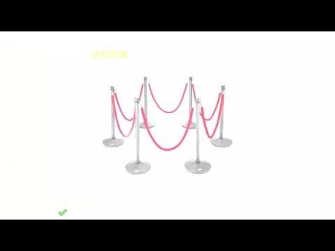 VEVOR Stanchion Posts w/ Velvet Ropes Carbon Steel Crowd Control Stanchion Barrier Line Divider Fill