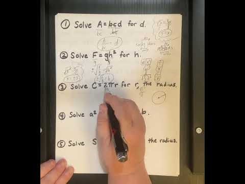 Solving Literal and Quadratic Equations and Performing Operations with Radicals
