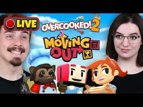 🔴COUPLE PLAYS CHAOTIC CO-OP GAMES! (Overcooked 2 & Moving Out)
