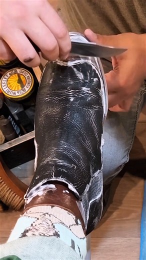 Extra Satisfying Boot polishing 🤌✨💥 l Shoe Shining ASMR🔥🔥💯 #shoeshine #asmr #satisfying #relaxing | Mr Shoe Shine