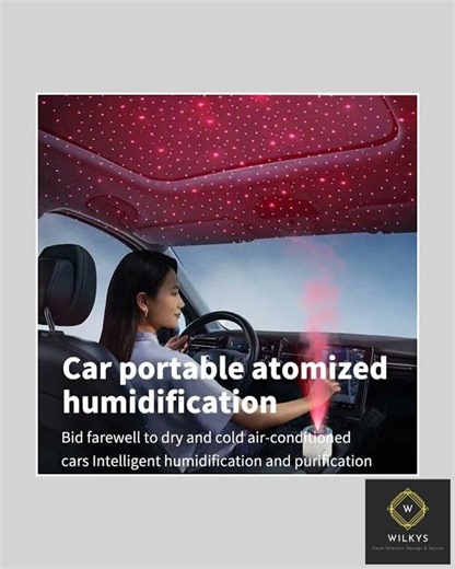 280ml Desktop Air Humidifier with Star Projector & Adjustable Light – Cool Mist, Auto-Off, Portable
