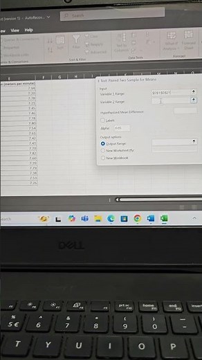 t test using MS Excel #ttest #statistics #excel #exceltips