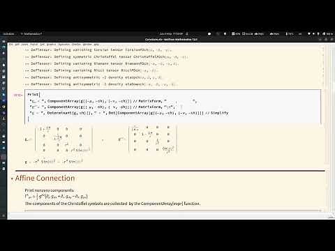 General Relativity - U02 ComputerLab xCoba Curvature and Affine Connection (Mathematica Package)