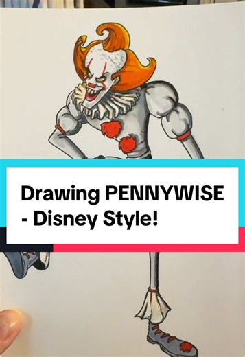 Drawing PENNYWISE in Different Styles! Day 5: DISNEY! Keep suggesting a style for Day 10 in the comments! #pennywise #welcometoderry #disney #horror #drawing