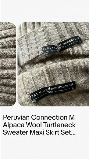 Peruvian Connection M Alpaca Wool Turtleneck Sweater Maxi Skirt Set Ribbed Knit