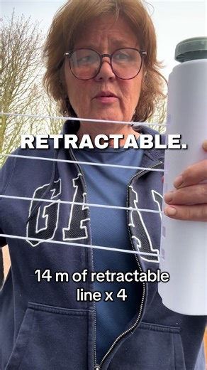 14M Wall Mounted Automatic Reel Retractable Clothes Washing Line with 4 Lines Indoor Outdoor Laundry Drying Stand Rack Clothes Hanger Tool for Household Accessories Hanging Natural #fyp #washing #retractable #laundry