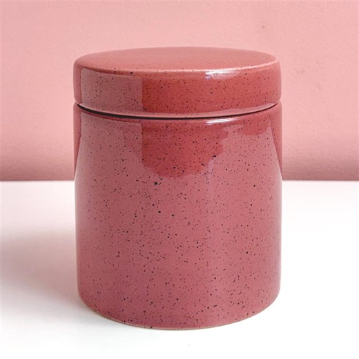 Pink Speckled Canister With Lid - Etsy