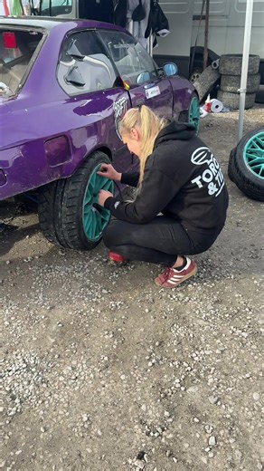 Getting this little beast ready for the battle! 💪 Jamie Stanton in his purple rocket, and adding those finishing touches with Torque & Tidy detailer! Get it done , son ! #drift #driftcars #carcare #detailing #cartok @Gabi.