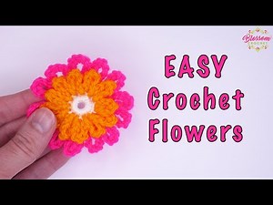 How To Crochet Two Colour Flowers - For Beginners! EASY scrap yarn project!