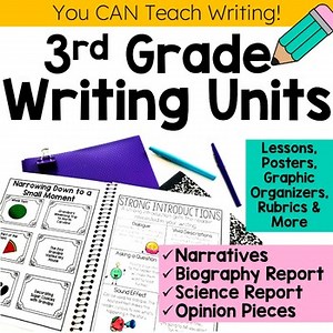 3rd Grade Writing Units BUNDLE Personal Fictional Opinion Informational