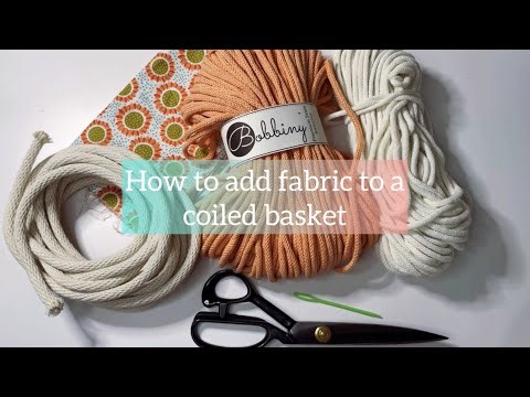 Learn how to add fabric to a coiled basket, coiled basket tutorial