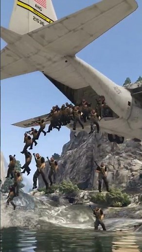 5000k Powerful Soldiers Jump Over A Cargo Helicopters To A Heavy Entry In Gta-5