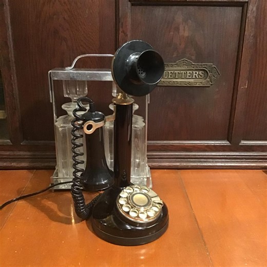 American Classic Candlestick Phone. 1970's Reproduction Rotary Desk Phone. Plugs Into Standard Phone Outlet. - Etsy
