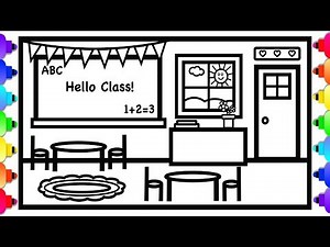 School Classroom Coloring and Drawing 💚 🎒🏫🖍✏️💜School Coloring Page