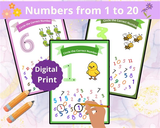 Search & Circle Numbers 1-20 , Printable Kindergarten Worksheet , Number Soup Scramble PDF , Gift for 3-4 Year Old , Kids School Material - Etsy