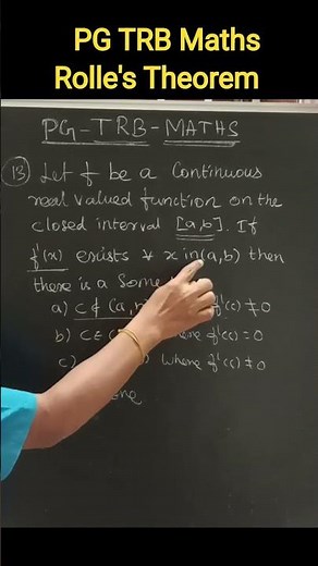Q no. 13🔥PG TRB MATHS 🔥 Real Analysis questions and answers Rolle's Theorem SRT Vijay Maths 💯
