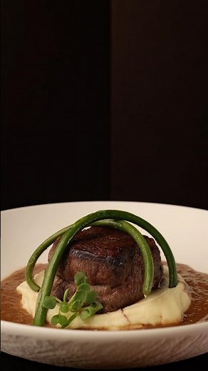 Filet Mignon with Parsnip Purée, Garlic Scapes & Demi-Glace