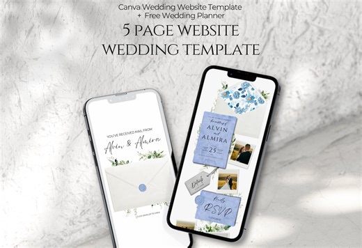 Bright Spring Floral Envelope Wedding Website Template, Canva Editable, RSVP Digital Download - Etsy