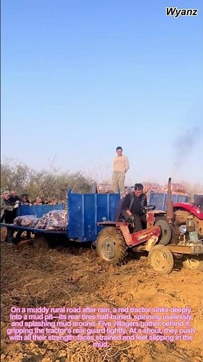 Tractor Stuck in Mud 🚜: Group Pushes but Fails to Rescue