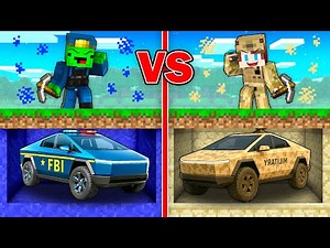 Mikey FBI vs JJ MILITARY CYBERTRUCK Mine Battle in Minecraft - Maizen