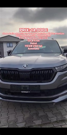 PRIX: 14.000€ Skoda Kodiaq Sportline 1.5 TSI DSG*Matrix LED*ACC First Registration 02/2023 121,815 km Petrol 110 kW (150 hp) Automatic | Véhicule d’occasion