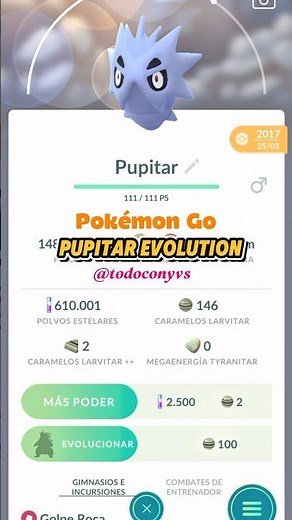 Pokémon Go | Pupitar Evolution #pokemon #pokemongo #pokemonunite #pupitar #pokémonevolutions