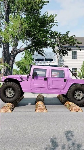 pickup and trucks vs logs Speed Bumps #short #beamng #beamngdrive #trucksvs