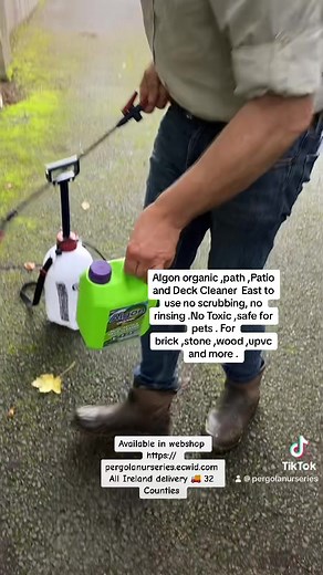 Algon organic ,path ,Patio and Deck Cleaner East to use no scrubbing, no rinsing .No Toxic ,safe for pets . For brick ,stone ,wood ,upvc and more . Available in webshop https://pergolanurseries.ecwid.com All Ireland delivery 🚚 32 Counties Pergola Nurseries Garden Corner, Virginia,Co Cavan A gardeners oasis of quality plants Open Tuesday to Saturday 10.30-6 Open Sundays 2-6 #rarmaccleaner #fypage #forplantslover #patiocleaner #toughplants #foryourpage #foryougardeners #foryou #flower #flowersfor