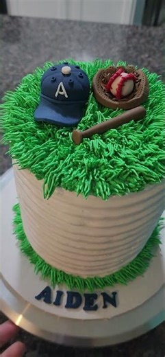 Chocolate Baseball Cake with baseball fondant decorations