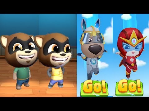 Talking Tom Time Rush vs Tom Hero Dash – All Bosses Trap Super Crystals vs Heroes Unlock New Suits!