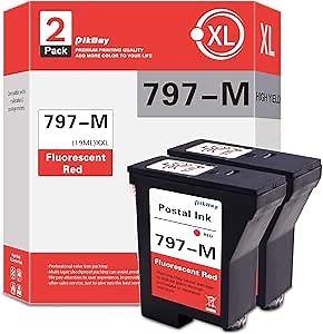 797-M Red Ink Cartridge for Mailstation2 (K7M0) Replacement Pitney Bowes 797-M Red Ink Cartridge for Mailstation2 Postage Meters, DM60 K700 K721 DM50 DM55 Mailstation Postage Meters (2-Pack)