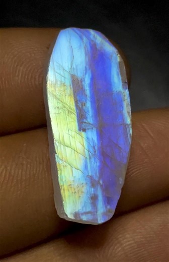 Polished Rainbow Flashy Moonstone Raw Slice , One Sided Polished Loose Gemstone || Size =29x13x6mm !! - Etsy