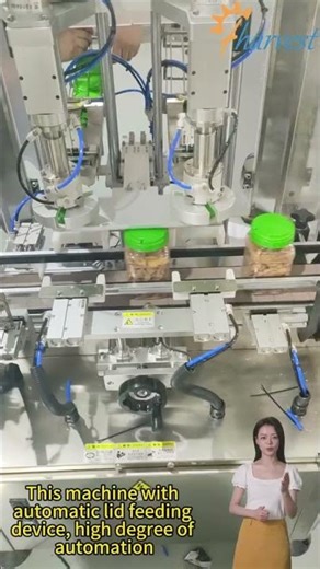 Dry Pet Food Pet Biscuits Double Head Servo Plastic Jar Screw Capping Machine #Shorts #Capper