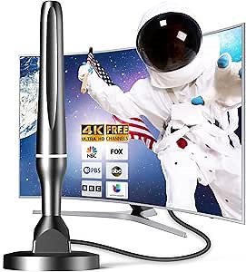 Antenna for Smart TV, 2025 Upgraded Digital Antenna for Local Channels Indoor/Outdoor, TV Antenna with Strong Magnetic Base & 360° Reception, Support 4K 1080P Fire and All TVs - 10ft Coax Cable
