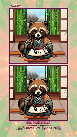Spot the Difference Puzzle Challenge | Letter Writing Week | Find the Difference #raccoon #zen