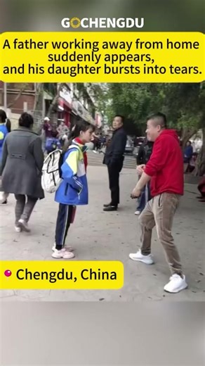 1.1M views · 50K reactions | A father working far from home suddenly appears — his daughter, a left-behind child, bursts into tears.  #FamilyReunion #LeftBehindChild #HeartwarmingMoment #ParentChildBond | Go Chengdu | Facebook