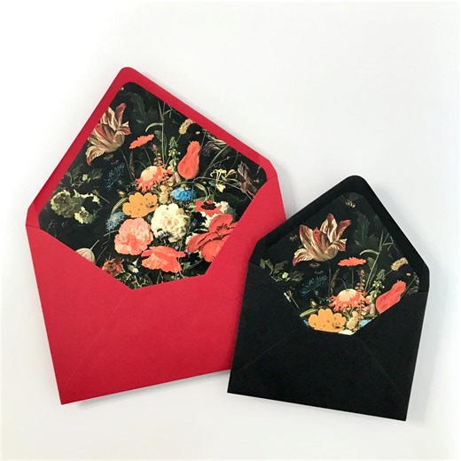 Luxury Black Wedding Invitation Envelope Liners • Dark Floral Dutch Golden Age Art • Baroque Botanical Stationery - Etsy