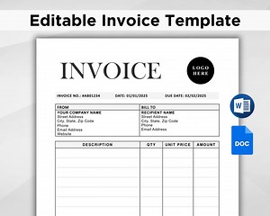 Invoice Template. Business Invoice. Invoice Word. Custom Invoice. Printable Invoice. Invoice Form. Editable Invoice Google Docs & Word - Etsy Australia