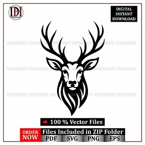 Deer Head Vector Silhouette: Stag Logo, Hunting Tattoo (digital Download) - Etsy Canada