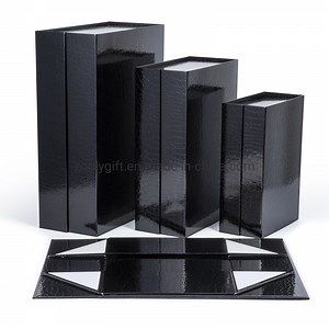 [Hot Item] Customized Black Crocodile Folded Paper Box Factory Folding Gift Box Amazon Wholesale Foldable Shoe Box Cosmetic Box Foldable Wine Box