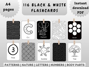 Black & White Sensory Flashcards for Baby and Toddler - Etsy